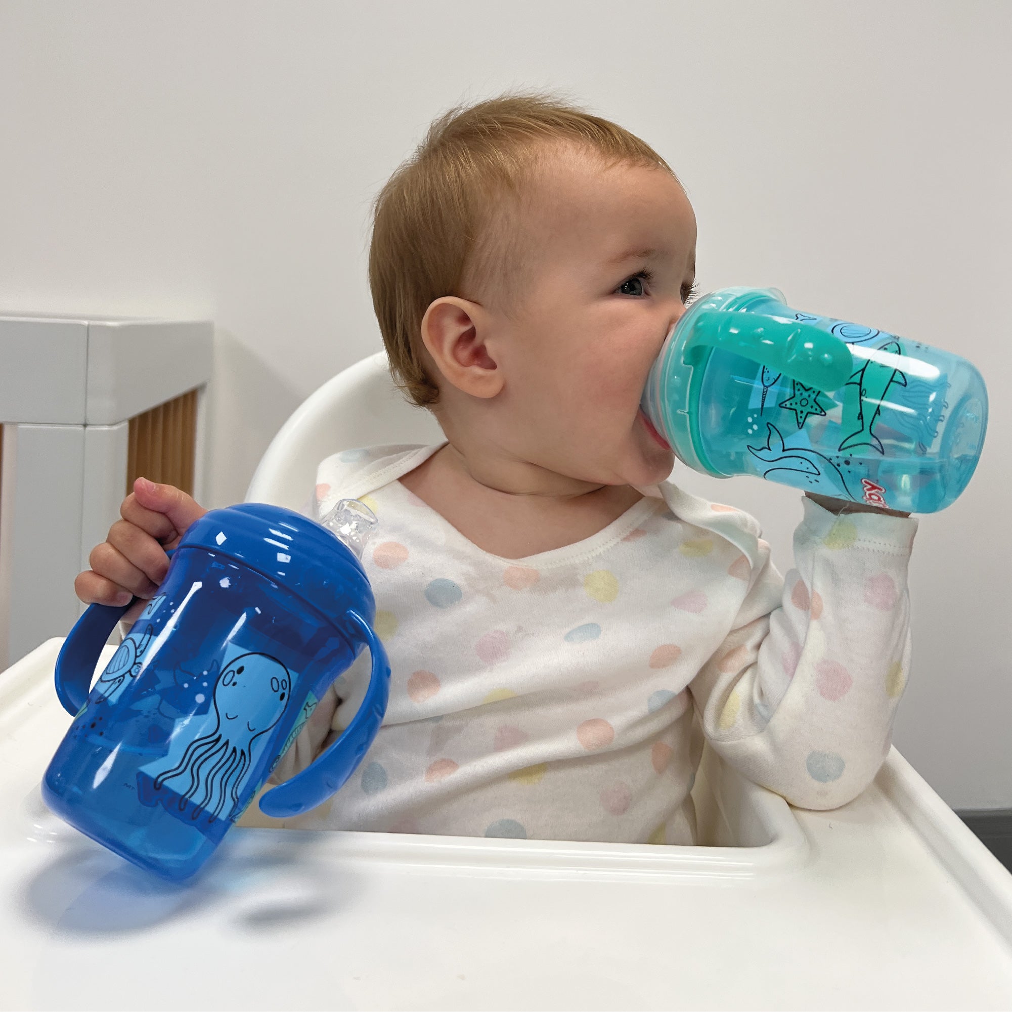 Grip N Sip Baby Cups 2 Pack Whales | Baby Cups | Nuby UK